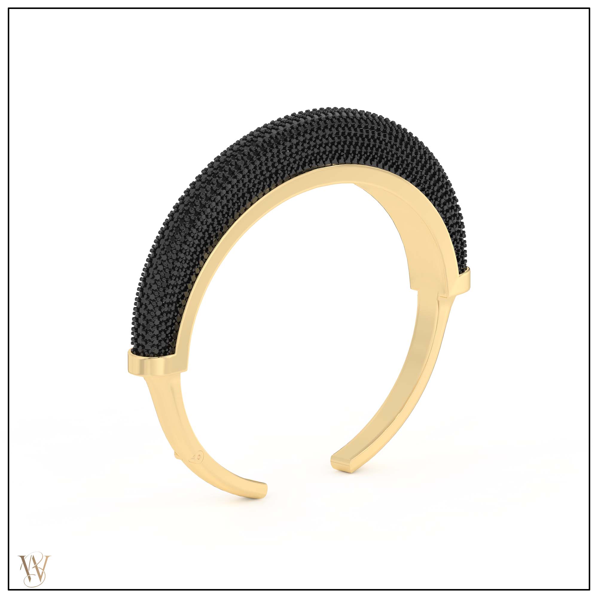 Luna Cuff -Gold Black Diamond Pave – Wyld Box Jewelry